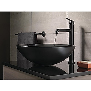 Delta Faucet Trinsic Vessel Sink Faucet, Matte Black Bathroom Faucet, Single Hole Bathroom Faucet, Diamond Seal Technology, Matte Black 759-BL-DST