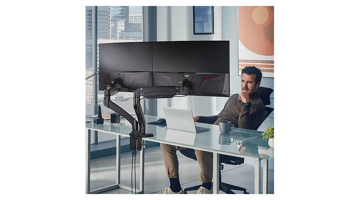 AVLT Dual Monitor Arm Mount - Fits 13-43 Inches, Full Motion