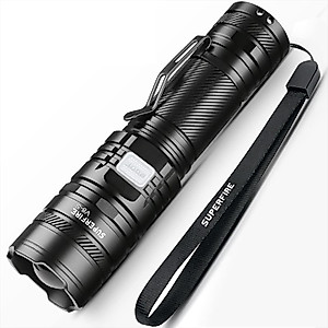 SuperFire Rechargeable Flashlights High Lumens, 2000 Lumens Super Bright Powerful Flashlight,Tactical Flashlights for Emergencies