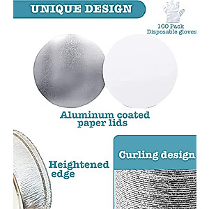 Forsone 50 Pack 8-Inch Round Aluminum Foil Pans With Lids Disposable Aluminum Tin Foil Cake Pans for Storage, Baking, Roasting, Meal Prep, Reheating, Freezer & Oven Safe