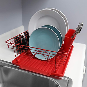 Home Basics, Red Contempo 3 Piece Dish Rack (1