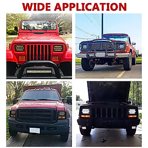 Black Pair 45w 7x6 5x7 Inch Headlights 6052 6054 H5054 H6054 Hi/Low Sealed Beam Replacement Compatible With Chevy Express Cargo Van 1500 2500 3500 Jeep Toyota Pickup Dodge Ford F250 E350