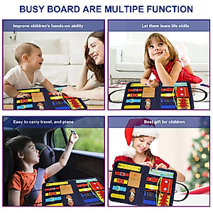 Visen Toddler Busy Board Toys,Preschool Educational Learning Toys,Kids Learn to Dress Buckle Basic Skills,Montessori Toys for Toddlers,Sensory Toys for Toddlers 1-6 Year Old Boys/Girls Gift