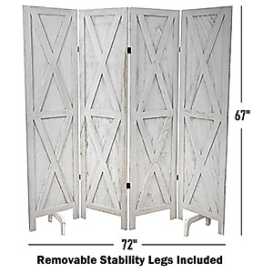 Premium Home Room Divider: Room dividers and Folding Privacy Screens, Privacy Screen, Partition Wall dividers for Rooms, Room Separator, Temporary Wall, Folding Screen, Rustic Barnwood (White X)