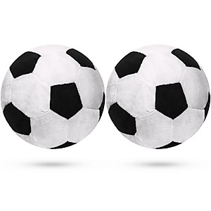Chalyna 2 Pieces Plush Soccer Balls Soccer Ball Stuffed Pillow Black and White Soft Throw Pillows for Girls and Boys Soccer Ball Themed Room Decor Sport Themed Party Decoration, 7.5 Inch
