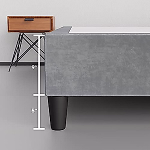 Greaton, 14-Inch Premium Velvet Material Wood Box Spring/Bed Frame, Durable, Stylish, Multi Colour Options and Comfortable Foundation with Plastic Legs, California King, Grey