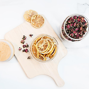 Custde 17.6 fl oz Glass Storage Containers with Lids, Candy Jar with Lid, Glass Food Storage Containers for Kitchen Counter, Pantry, Decorative Jar for Coffee, Sugar,Tea, Cute Jar (Bamboo 17.6 FL OZ)