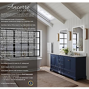 Ancerre Designs Audrey 72" Wood Bathroom Vanity Set in Heritage Blue
