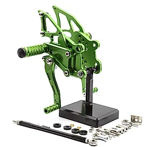 CNC Motorcycle Adjustable Rearsets Foot Pegs Rear Set Footpeg Shift Pedal Compatible with NINJA 300 250R 2013-2017 /Z300 2015-2018 /Z250 2013-2016 Green