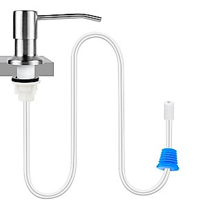 Dish Soap Dispenser for Kitchen Sink, Countertop Sink Soap Dispenser Water Pump with 47” No-Spill Extension Tube Kit Design for Kitchen Bathroom (Brushed Nickel)
