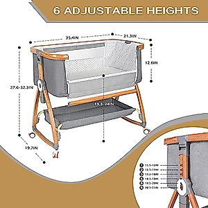 Mereryi Baby Bassinets Bedside Sleeper for Baby,Bassinet Bedside Sleeper with Wheels,Storage Basket,Mosquito Nets,Easy to Assemble Bassinet for Newborn/Infant,Adjustable Bedside Crib,Portable Baby Bed