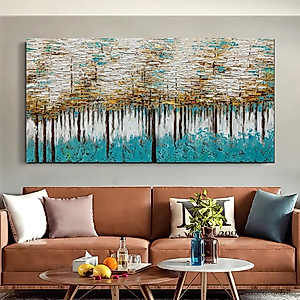 Yotree Paintings, 24x48 Inch Paintings Oil Hand Painting Tree of Life Painting 3D Hand-Painted On Canvas Abstract Artwork Art Wood Inside Framed Hanging Wall Decoration Abstract Painting