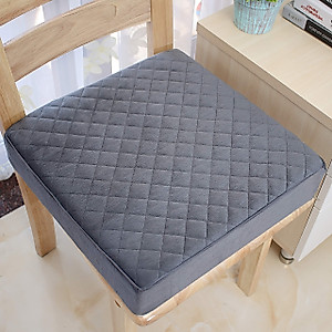 COMFORTANZA Chair Seat Cushion - 16x16x3 Memory Foam Square Thick Non-Slip Pads for Kitchen, Dining, Office Chairs, Car Seats - Booster Cushion - Comfort and Back Pain Relief - Firm - Gray