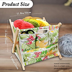 Gkesgm Yarn Storage Organizer for Yarn Skeins，Large Crochet Yarn Holder Case for Carrying Projects, Knitting Needles, Crochet Hooks and Other Accessories