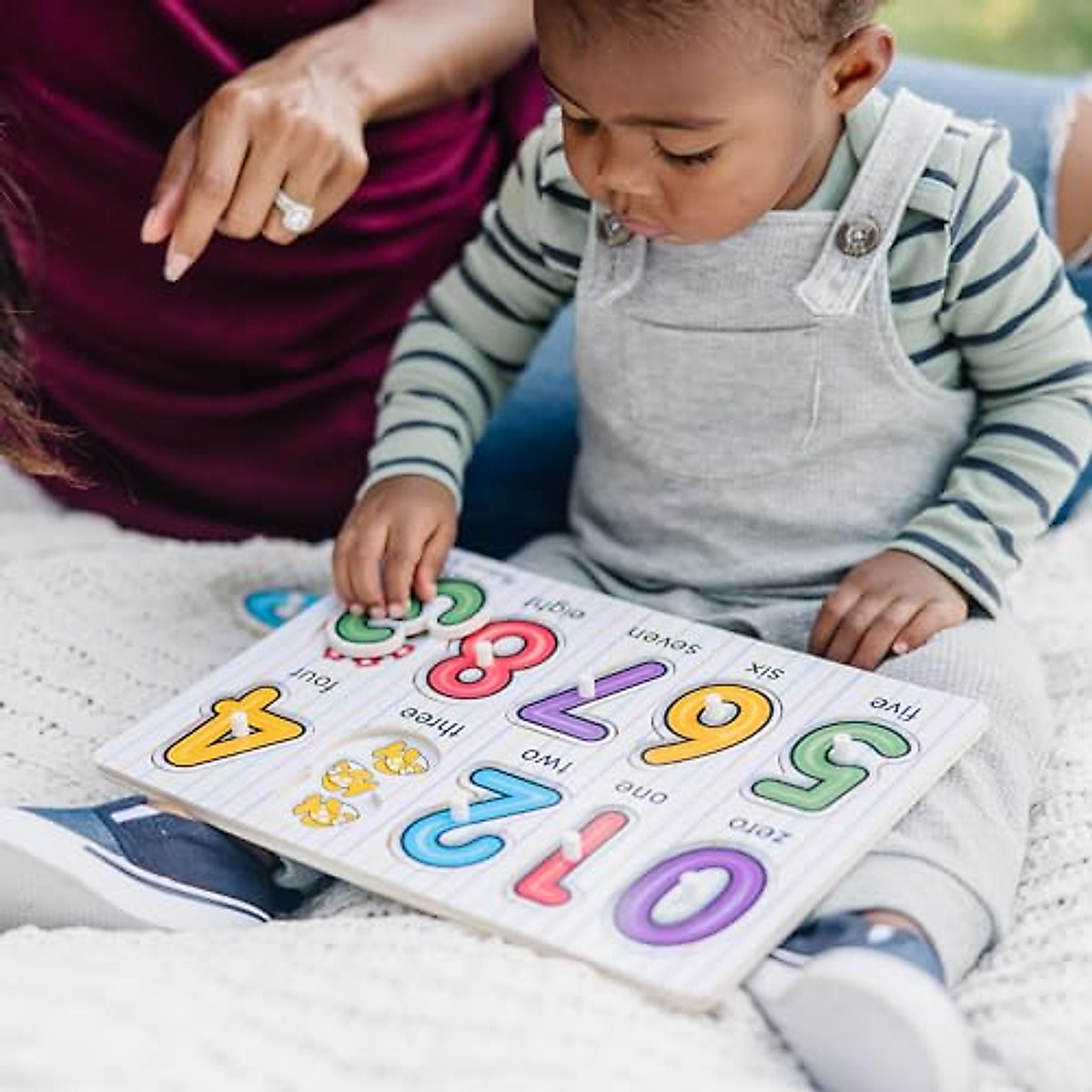 Melissa & Doug Lift & See Numbers Wooden Peg Puzzle - 10 Pieces - FSC Certified