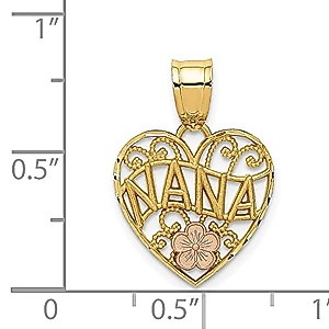 IceCarats 14K Two Tone Gold Grandma Heart Love Necklace Nana Charm Grandmother Pendant 21mm x 15mm Only