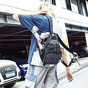 Geometric Luminous Backpacks Holographic Reflective Bag Lumikay Purse Irredescent Crossbody Bag Prism Sling Bag for Women Men NO.2