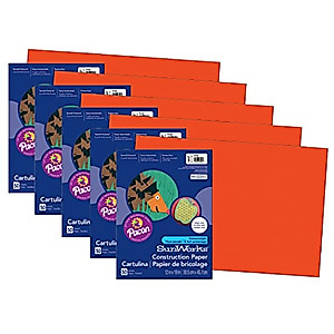 Prang Construction Paper, Orange, 12" x 18", 50 Sheets Per Pack, 5 Packs