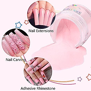 Saviland Pink Acrylic Powder - 30g Professional Colored Acrylic Nail Powder for Acrylic Nails Extension, 3D Nail Art Acrylic Polymer Powder, No Need Nail Lamp