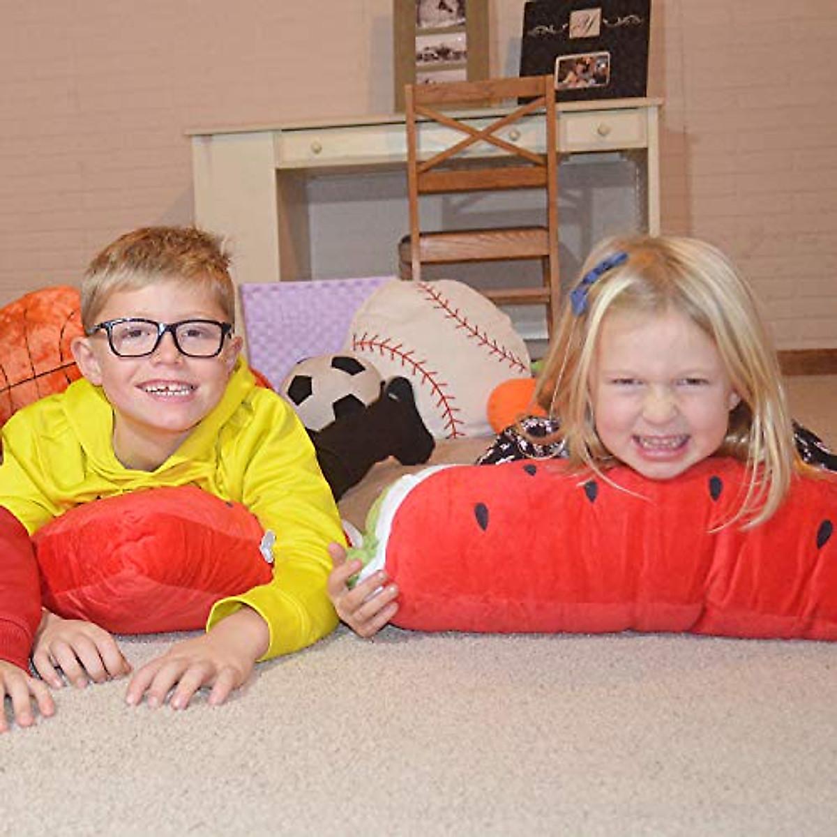 Watermelon Pillow Kids Stuffed Plush: Girls Melon Slice Throw Stuff Toy