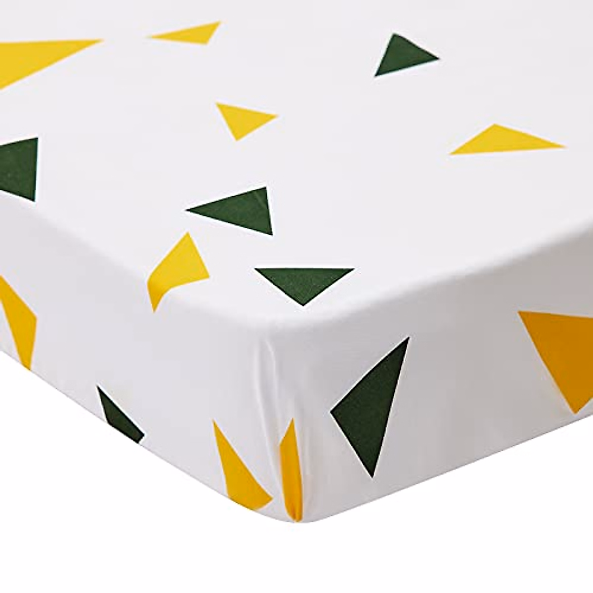 DuoMiaoMiao Baby Crib Sheets, Soft Fitted Sheets for Standard Crib, Breathable Microfiber Playard Mattress Sheet for Toddler Mattresses, 28 x 52 Inches Crib Sheet, White Triangle