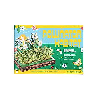 Modern Sprout Interactive Microgreens Garden Kit for Kids, Indoor Seed Activity Kit, for Little Growers, Pollinator Habitat