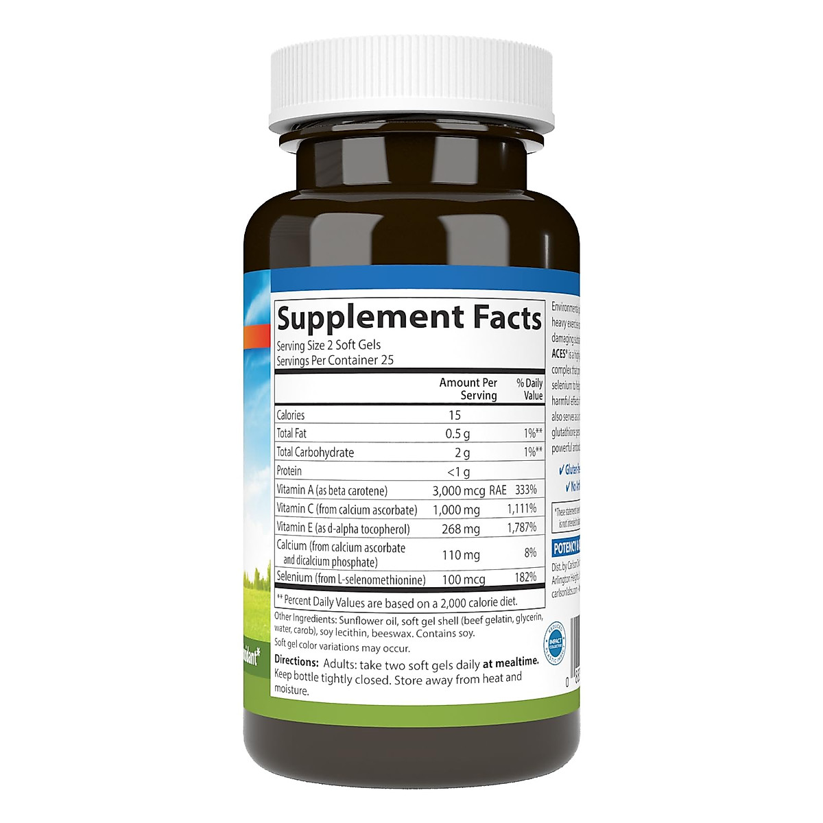 Carlson - ACES, Vitamins A, C, E + Selenium, Cellular Health & Immune Support, Antioxidant, 50 Softgels