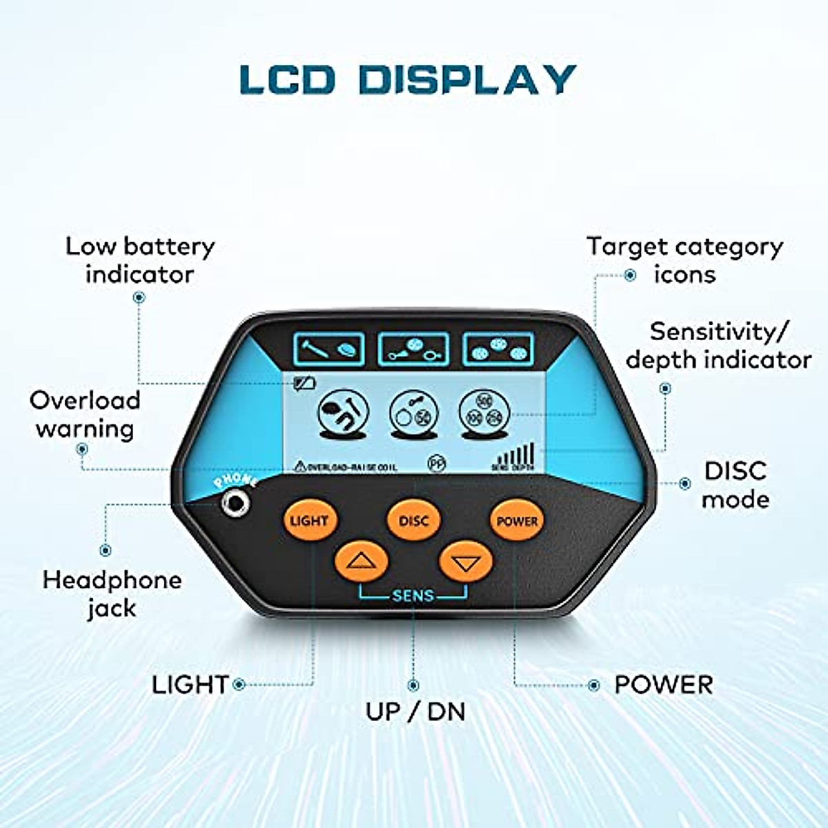 Metal Detector Tilswall Professional for Kids, High Accuracy Adjustable, 8.5 Inch Search Coil Waterproof with LCD Display, All Metal & Disc Mode Easy to Use