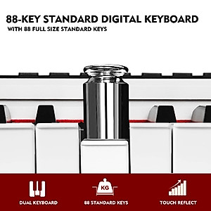 MUSTAR Digital Piano 88 Key Weighted Keyboard Hammer Action, MDP-1300 Weighted Keyboard Piano with Stand, Full Size Electric Piano Keyboard with for Beginners, Portable Case, Sustain Pedal, White