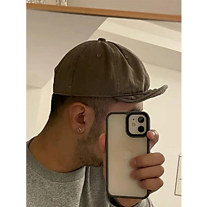 Retro Short Brim Cap Casual Wear Adjustable Sun Hat Soft Brim Baseball Cap Washed to Make Old Soft Top Work Cap Tide (Green,One Size)