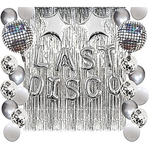 Silver Bachelorette Party Decorations Kit, Last Disco Bachelorette Party Balloons Banner with 4D Disco Balls, Silver Fringe Curtain for Bridal Shower, Nashville Bachelorette Party, Last Dance Party Decor