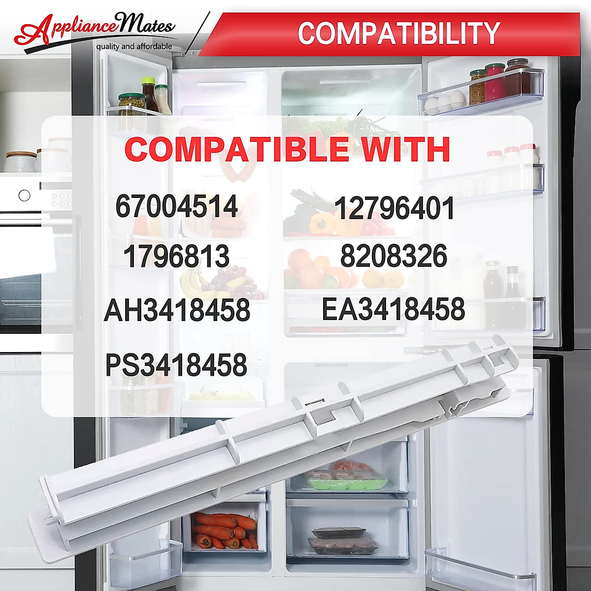 W10326469 Center Drawer Slide Rail by APPLIANCEMATES Compatible with Whirlpool Refrigerator Replace for 8208326 W10326469 WPW10326469 12796401 67004514 AP6019603