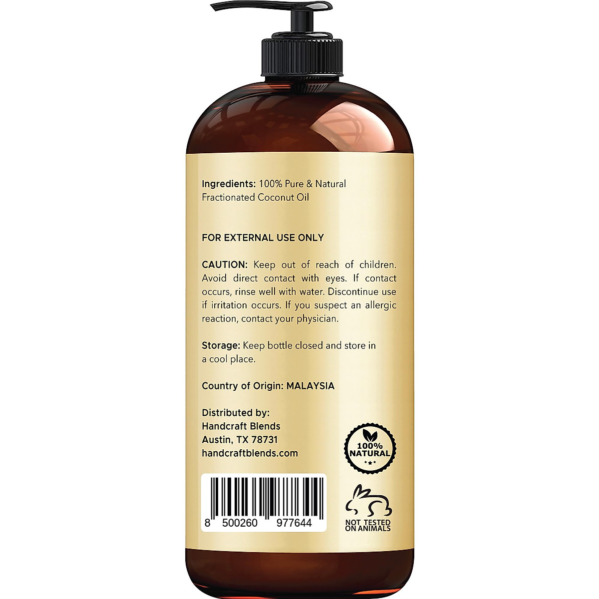 Handcraft Blends Castor Oil with Rosemary Oil and Coconut Oil for Hair Growth, Eyelashes and Eyebrows - 100% Pure and Natural Carrier Oil, Hair Oil and Body Oil - 8 fl. Oz & 16 fl. Oz