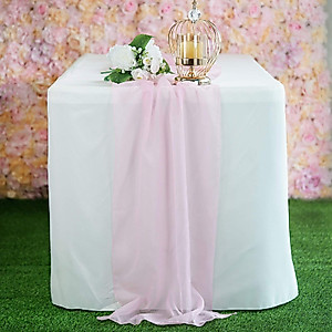 TABLECLOTHSFACTORY 22" x 80" Pink Premium Chiffon Table Runner for Weddings Party Banquets Decor Fit Rectangle and Round Table