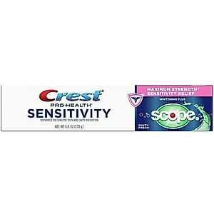 Crest Sensitivity Whitening and Scope Minty Fresh Toothpaste, 6 oz - 2 Tubes