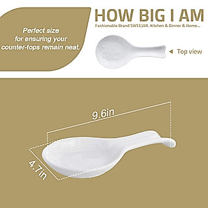 Sweejar Owl Ceramic Spoon Rest Set, Large Spoon Holder for Kitchen, Drip Catcher for Ladle, Spatula, Tongs, Cooking Accessories, Set of 2 (Steel Blue)