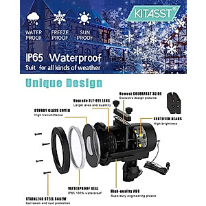 Christmas Snowflake Projector Light, Snowfall LED Light Adjustable Lamp, IP65 Waterproof White Snow Decoration Spotlights for Outdoor Indoor Night Light for Christmas Holiday Party Garden