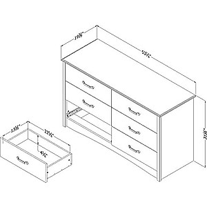 South Shore Helson 6-Drawer Double Dresser, 19.5x53.5x31.25 Inch (Pack of 1), Seaside Pine