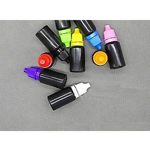 FZBNSRKO 50pcs 10 ml Black Plastic Empty Squeezable Dropper Bottles Eye Liquid Dropper Bottles with Muti-Color Caps