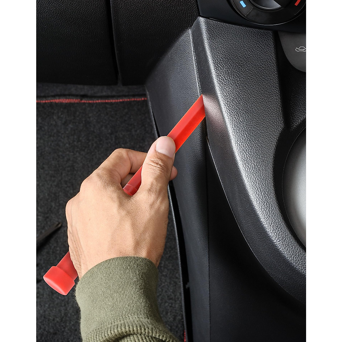 QWORK Plastic Chisel Scraper Set, 3/4", 7/8", 1", 1-1/2" Chemical Resistant Scraper Tool, No-marring Plastic Razor Scraper Remover Tool, Plastic Chisel Set for Removes Debris, Adhesives, Film, Paint