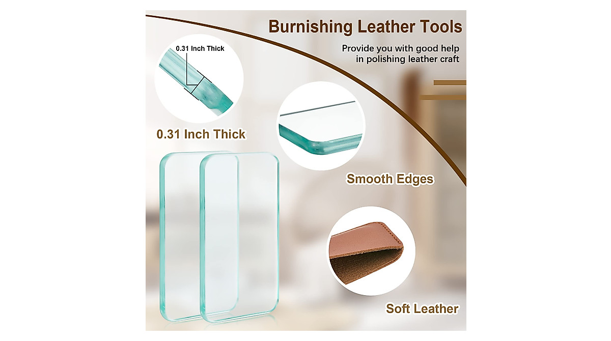 Remagr Leathercraft Glass Slicker Burnishing Tools for Leather Projects