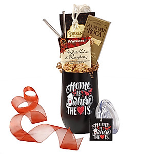 Broadway Basketeers Welcome Home Chocolate and Sweets Gif Mug. Large 16 oz. Insulated Gift Mug Includes 3 Piece Set of Metal Straws A Great Gift to Show Your Love to Mom Dad & Friends