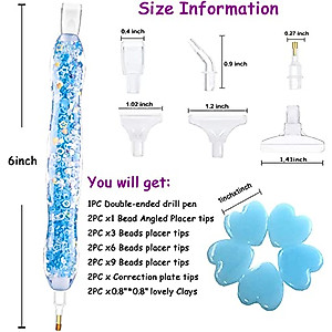 Glow in The Dark Diamond Painting Drill Art Tool Pen and Accessories, Resin Luminous 5D Rhinestone Picker Stick Tool Diamond Painting Accessories Pens for Nail Art Embroidery Decoration Glow Blue