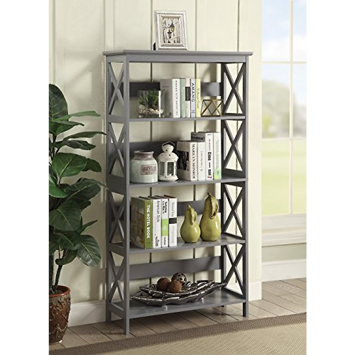 Convenience Concepts Oxford 5 Tier Bookcase, Gray