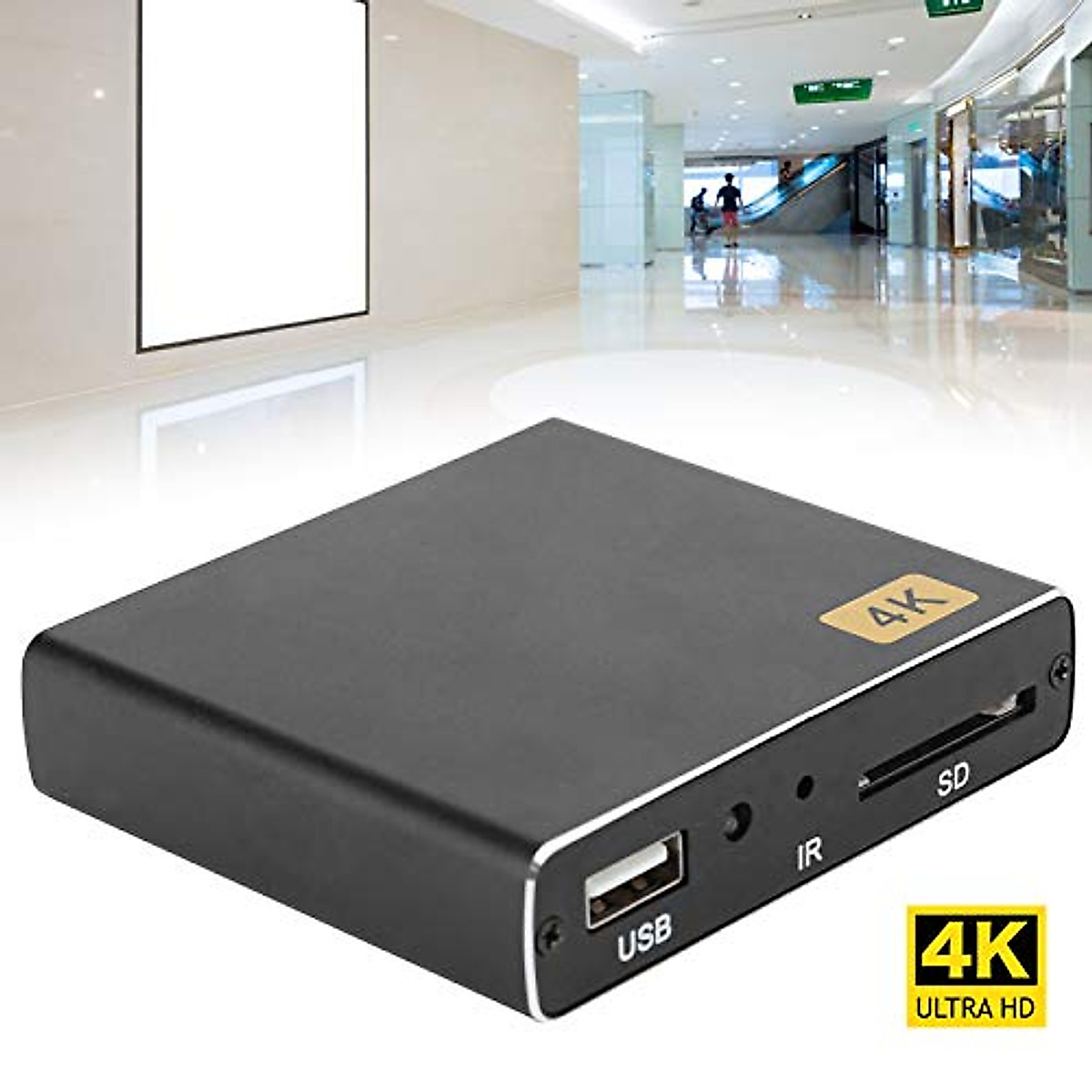 Zyyini 4K HD Multimedia Switcher,High Definition USB Media Player Support Horizontal Vertical Screen,Autocycle Advisement Player for Video Game Systems, Media Players, Computers, TV(Black)