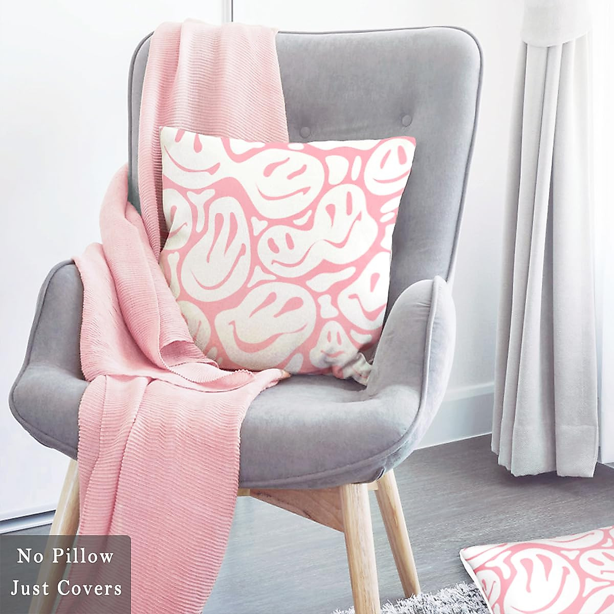 Pecfamly Cute Pink Aesthetic Preppy Teen Teenage Girl Room Decor, Bedroom Decor for Teen Girls Aesthetic (18"X18", Pack of 2, No Inserts)