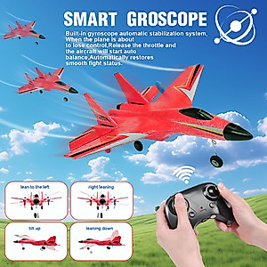 Fremego Su-27 RC Airplane,2.4GHz 2 Channel Remote Control Plane with Gyro Night Lights and 2 Batteries, Easy to Fly for Adults, Beginners and Kids Toy