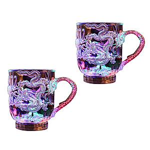 FOMIYES Mug 2pcs LED Cups Light up Flashing Beer Mugs 285ML Automatic Water Activated Color Changing Wine Whisky Glasses Drinkware Mugs Glow in The Dark Shot Glasses for Party Mens Gifts