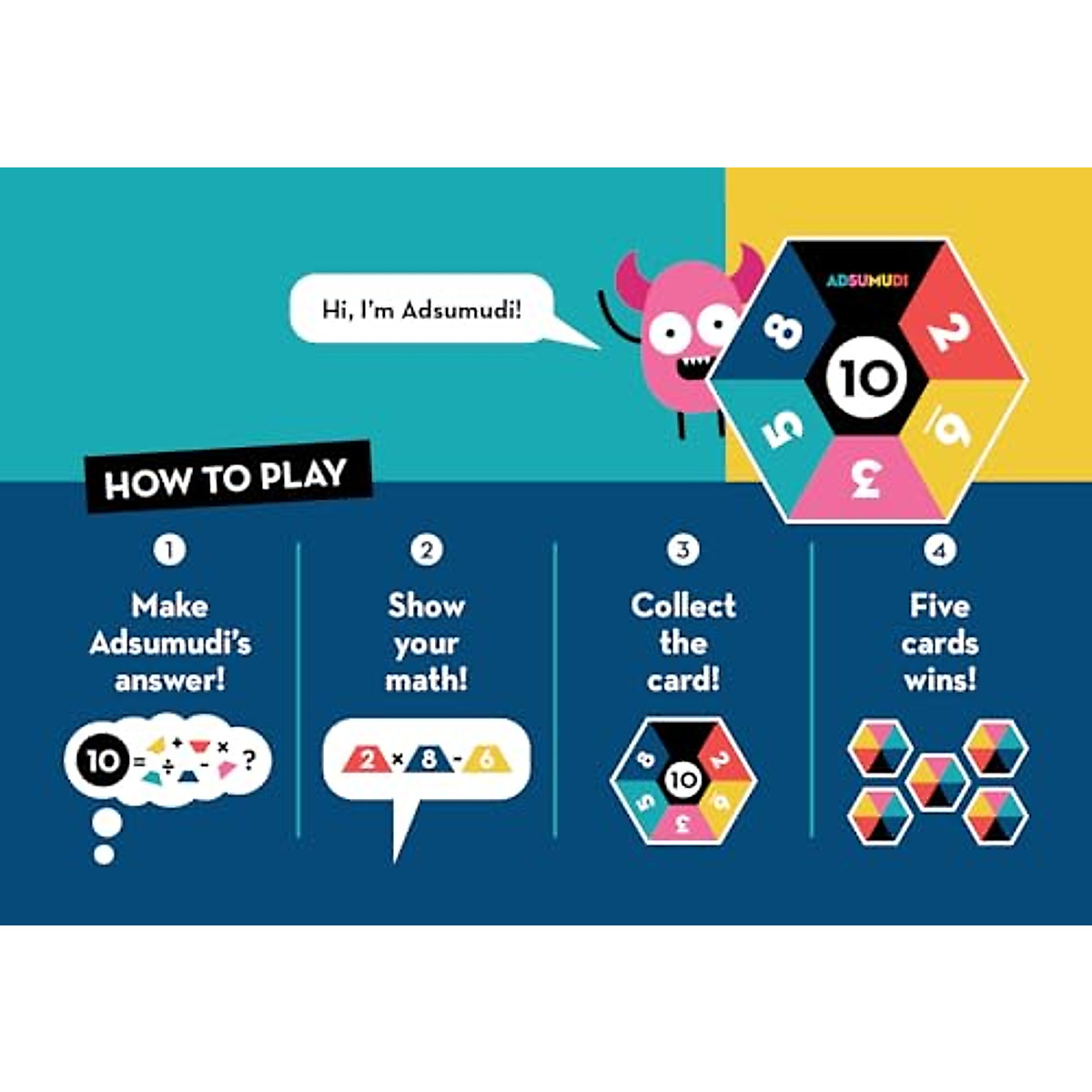 Evermade Adsumudi Math Game - The Monstrously Fun, Smart Game for Kids to Practice Multiplication, Division, Addition and Subtraction - Great for Kids Ages 8-12