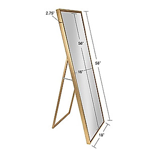 Kate and Laurel Evans Wood Framed Free Standing Floor Mirror with Easel, 18 x 58 Gold